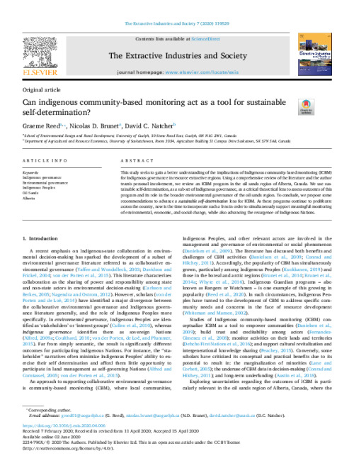 Can Indigenous community-based monitoring act as a tool for sustainable ... Can Indigenous community-based monitoring act as a tool for sustainable ...